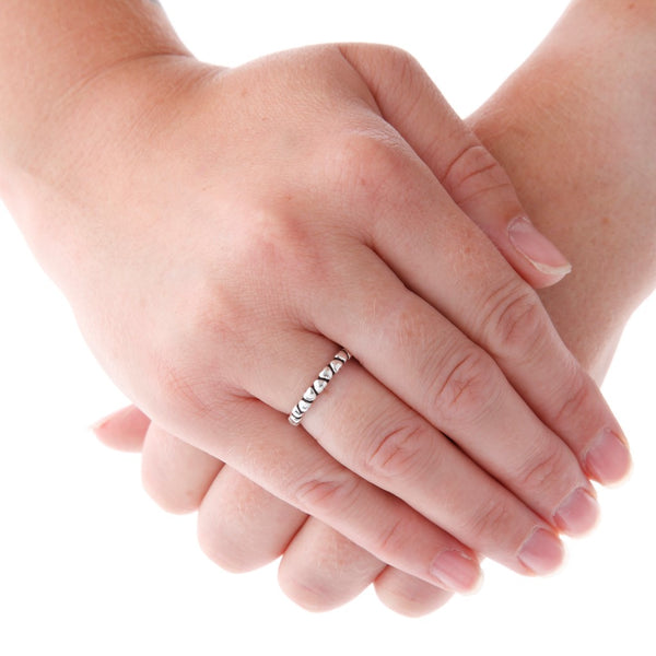 Milano Silver Heart Stacking Ring - Brighton Silver